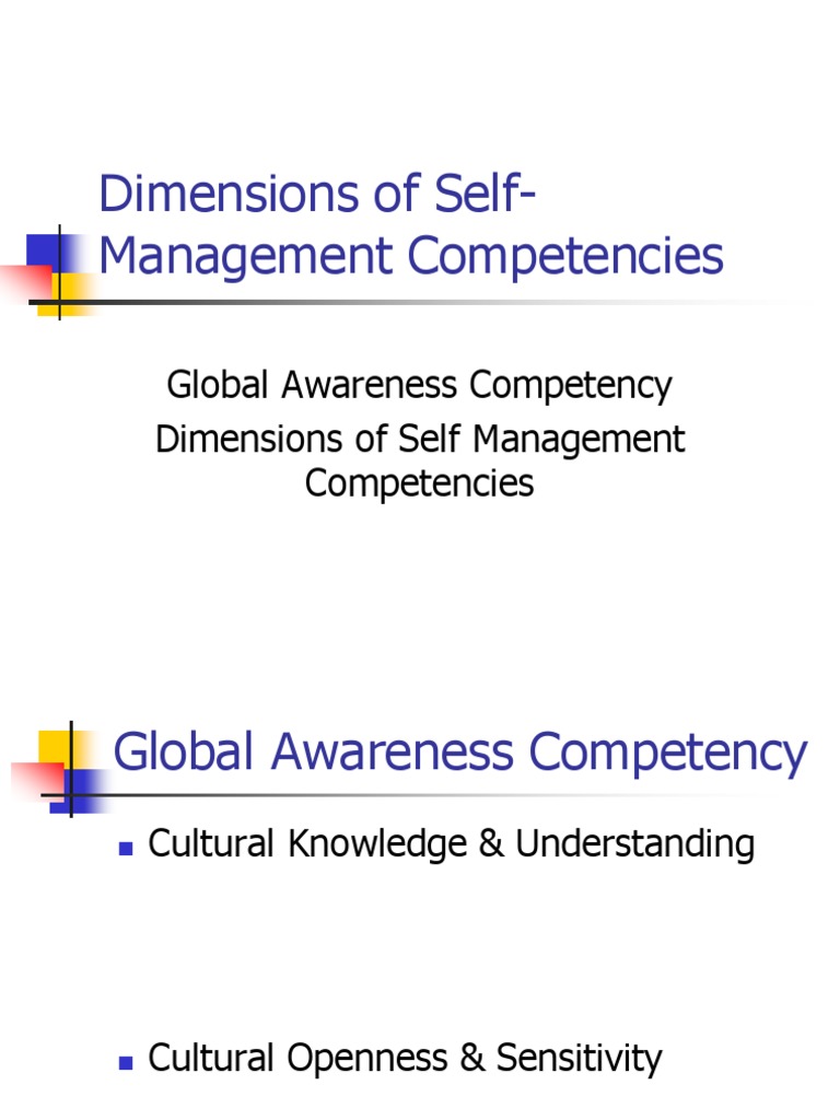 Dimensions of Self-Management Competencies | PDF | Self | Self Awareness