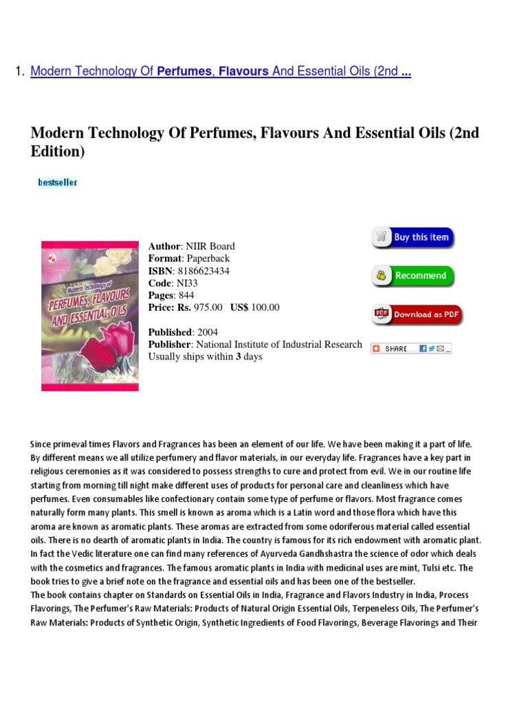 Modern Technology of Perfumes | PDF | Perfume | Flavor