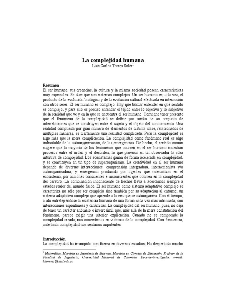 Complejidad Humana | PDF