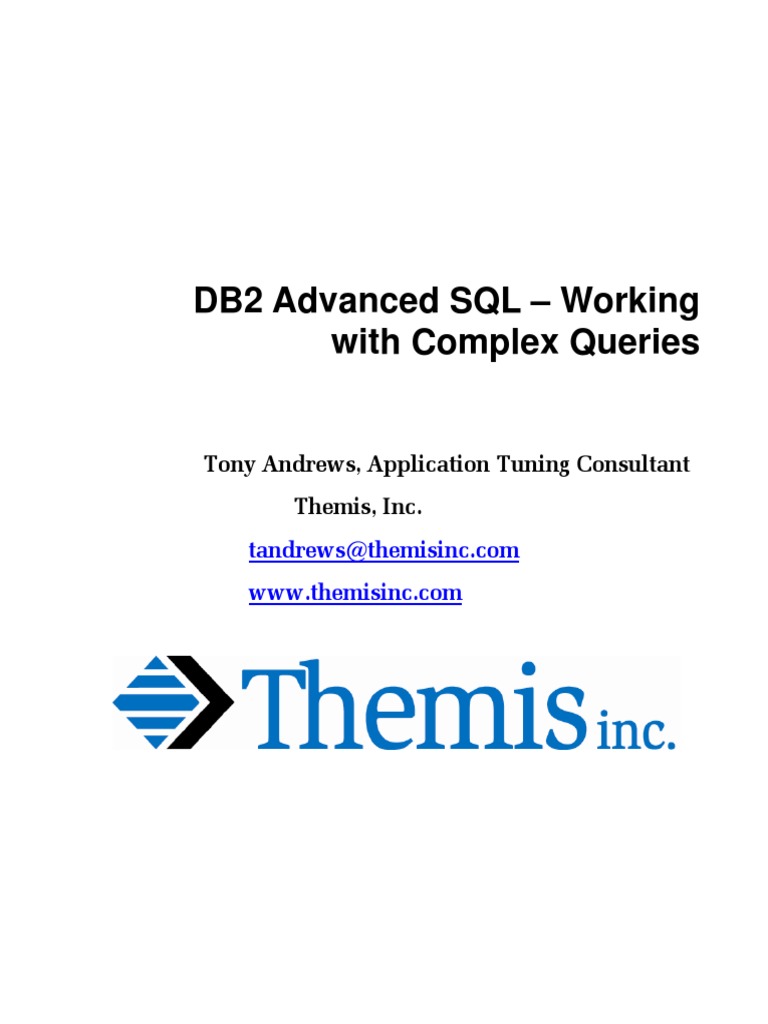 Baltimore Adv SQL | PDF | Ibm Db2 | Sql
