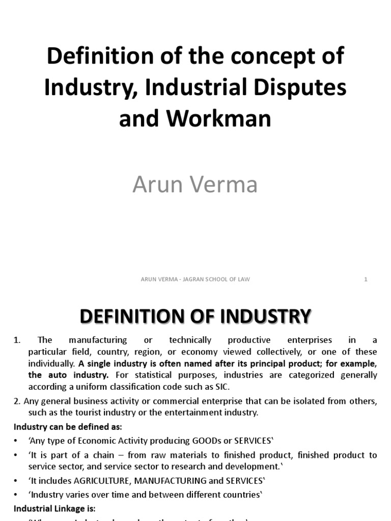 Industry Definition, Industrial Disputes and Workmen | PDF | Strike ...