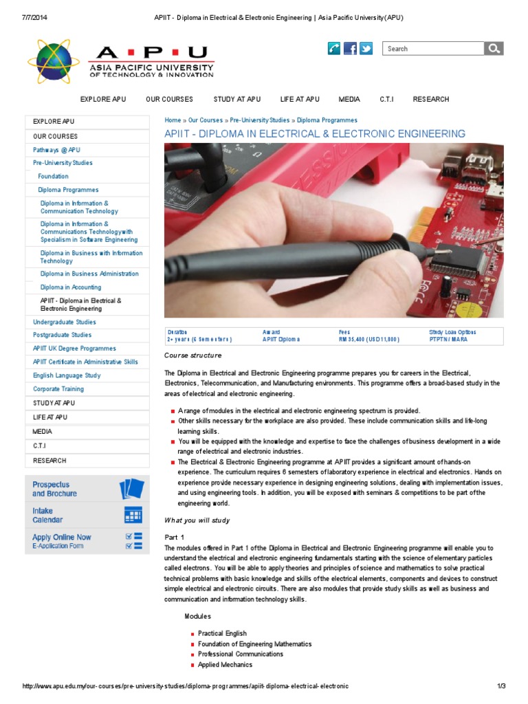 APIIT - Diploma in Electrical & Electronic Engineering - Asia Pacific ...