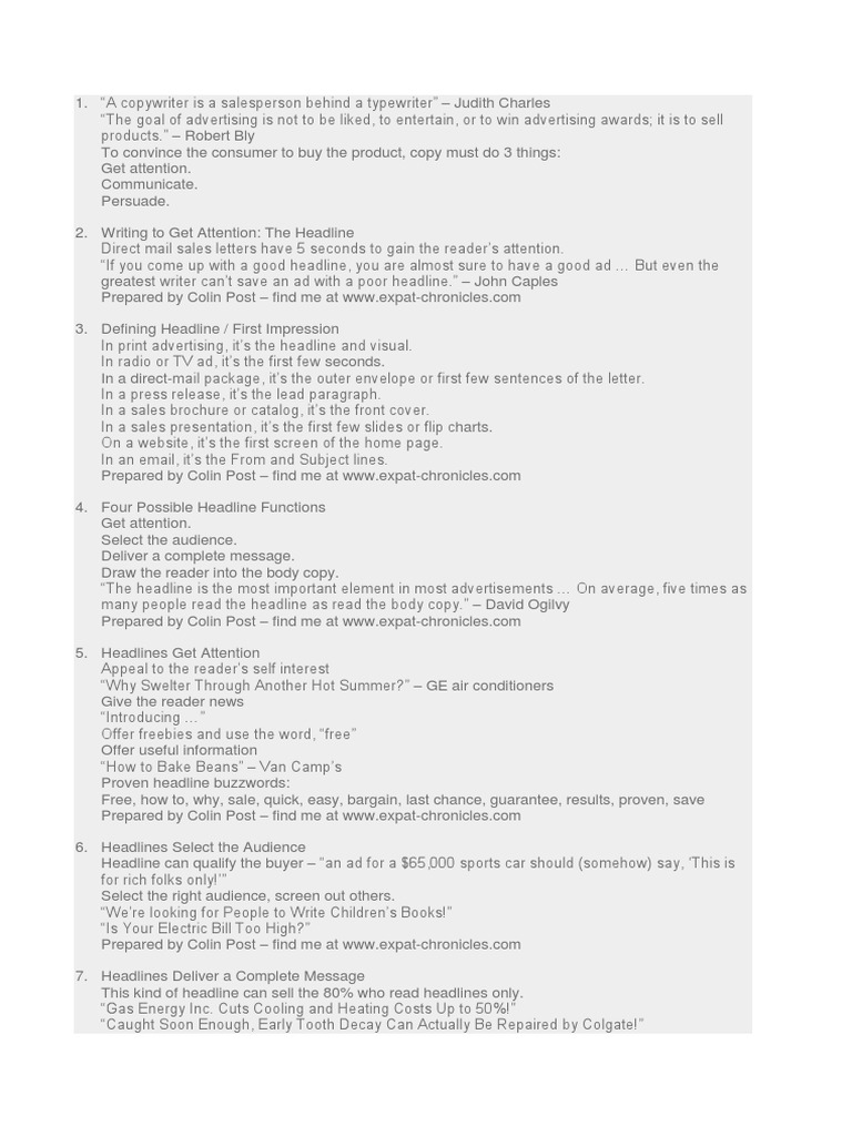 Copywriting | PDF | Email | Advertising