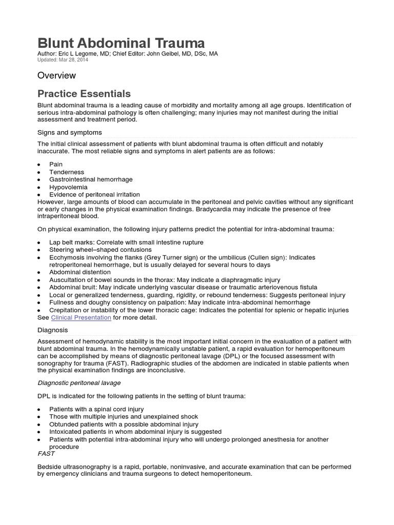 Blunt Abdominal Trauma | PDF | Major Trauma | Ct Scan