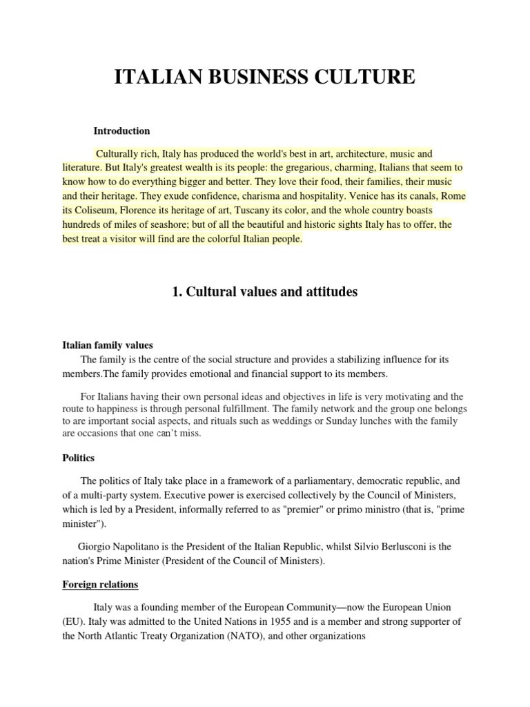 Italian Business Culture | PDF | Italy | Suit (Clothing)