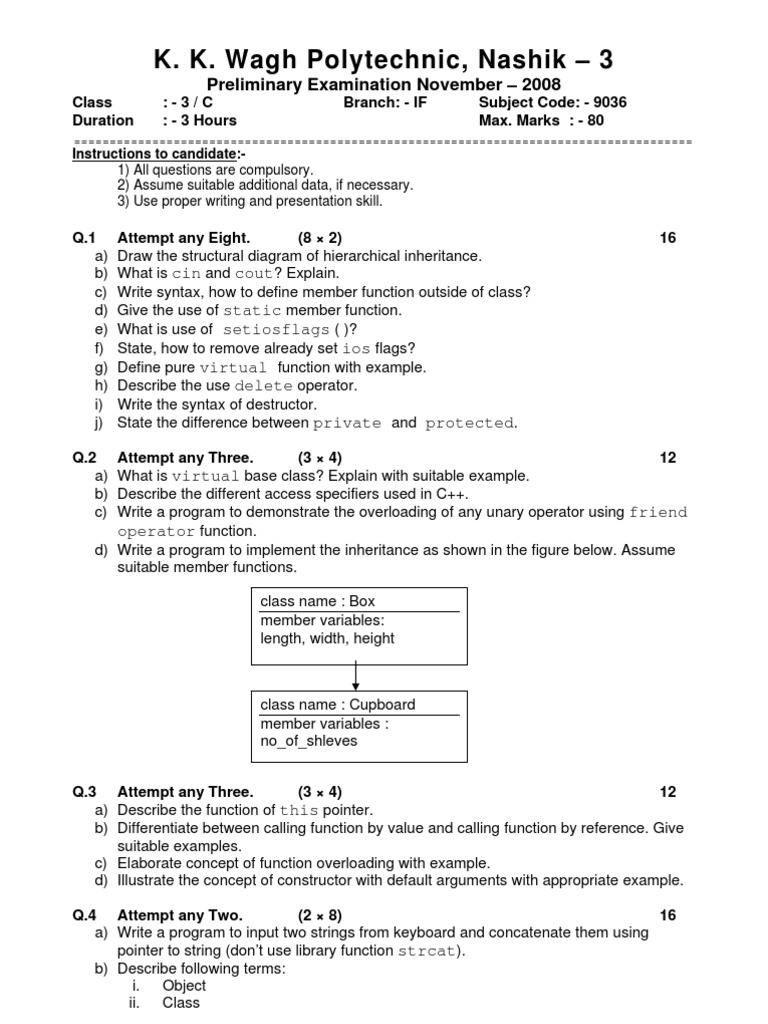 OOP Preliminary Exam - 2008 | PDF | Method (Computer Programming) | Class (Computer Programming)