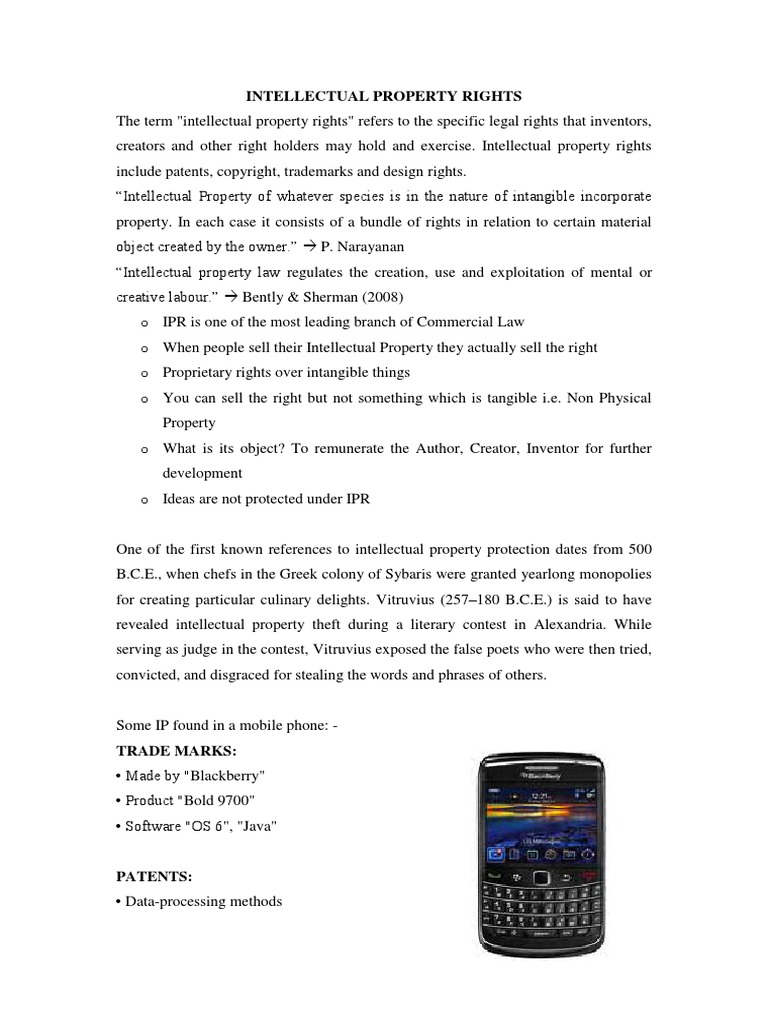 1 IPR Introduction | PDF | Intellectual Property | Copyright