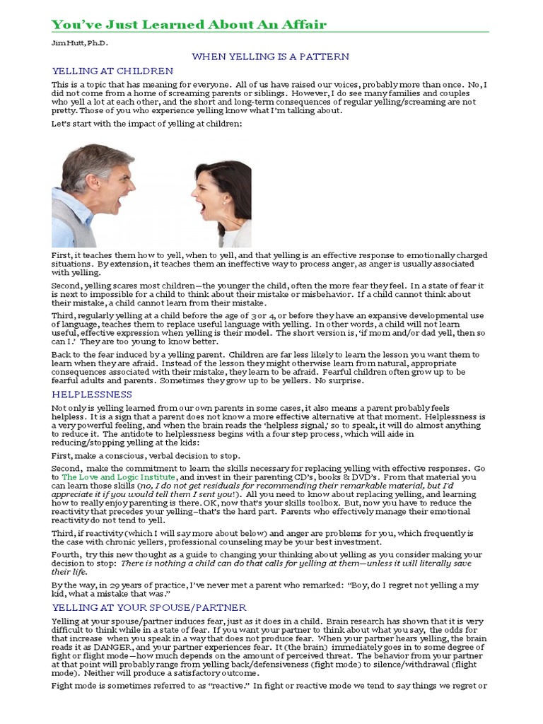 You've Just Learned About An Affair: When Yelling Is A Pattern Yelling ...