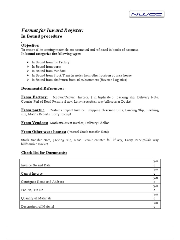 Inward Outward | PDF | Receipt | Invoice