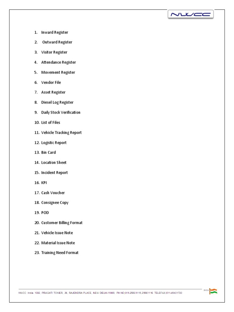 Inward Register 2. Outward Register | PDF | Business