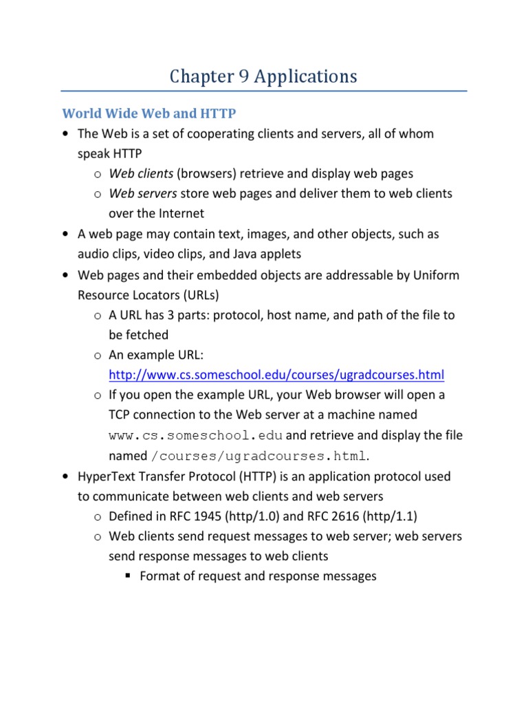 Chapter 9 Applications: World Wide Web and HTTP | PDF | Client ...