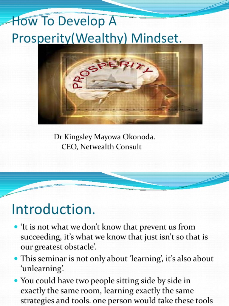 How to Develop a Prosperity(Wealthy) Mindset. | Thought | Wealth