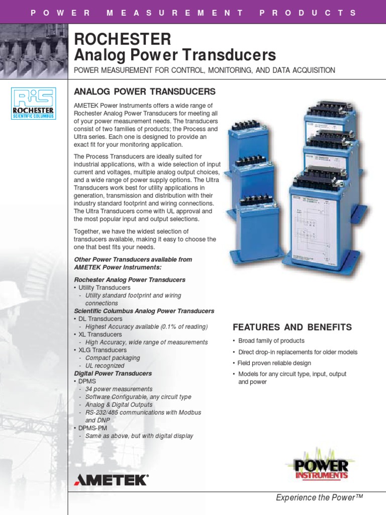 Rochester Analog Transducer Data Sheet | PDF | Amplifier | Electrical ...