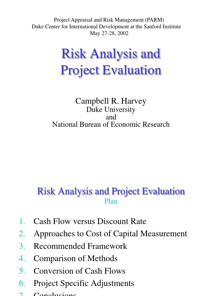 Risk Analysis and Project Evaluation: Campbell R. Harvey | PDF ...