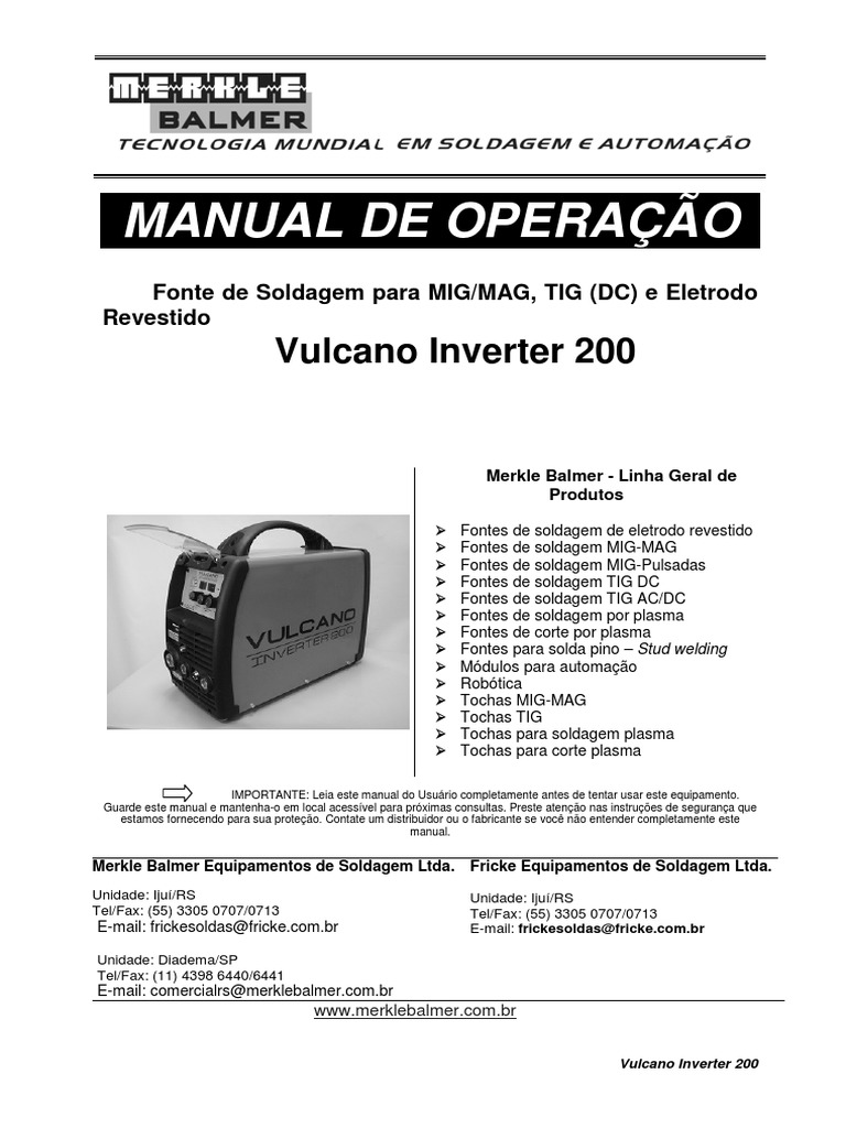 8.850.274 - Manual Vulcano MIG 200 Ver0 | PDF | Rede elétrica ...