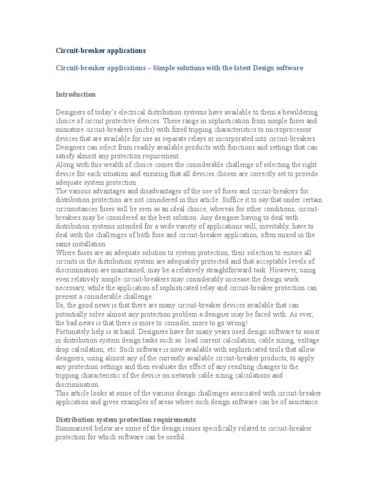 Circuit Breakers Discrimination | PDF | Fuse (Electrical) | Electricity