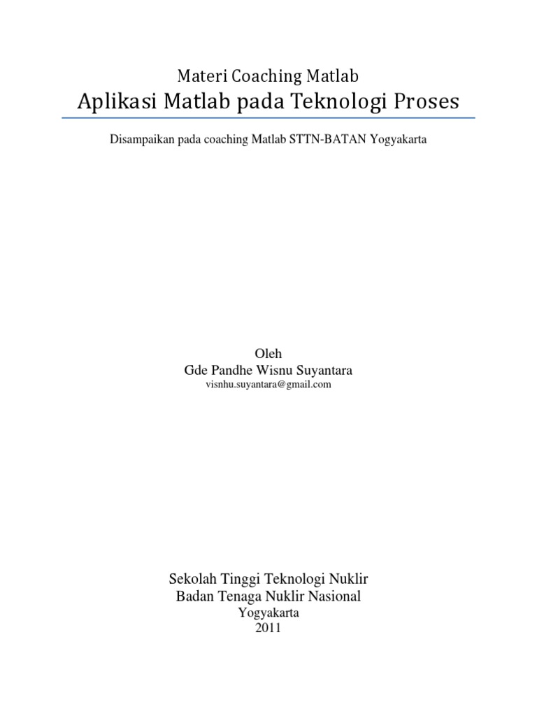 Materi Aplikasi Matlab Pada Teknologi Proses STTN-BATAN - 2 | PDF
