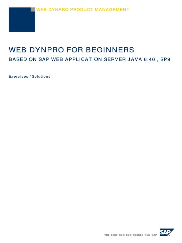 Web Dynpro For Beginners: Based On Sap Web Application Server Java 6.40, Sp9 | PDF | Component ...