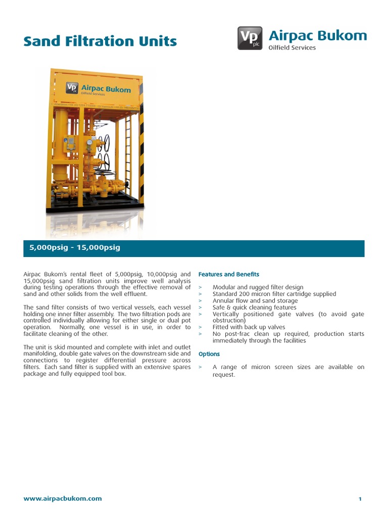 Sand Filtration Units | PDF | Filtration | Valve