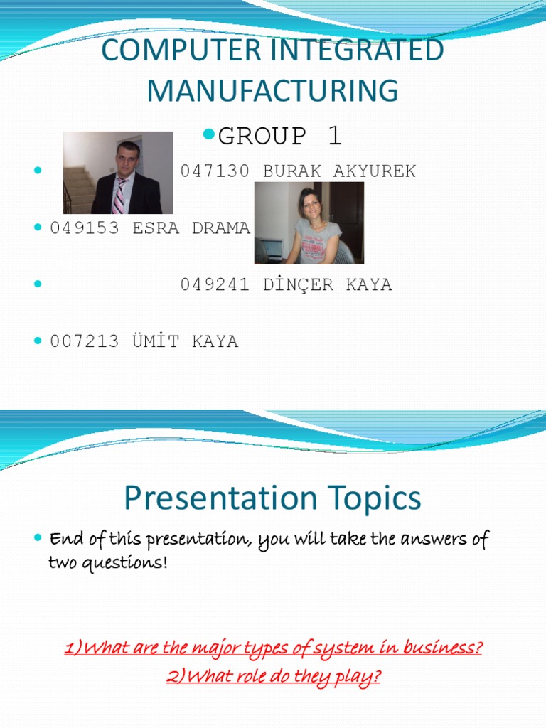 Computer Integrated Manufacturing: Group 1 | PDF | Information System ...
