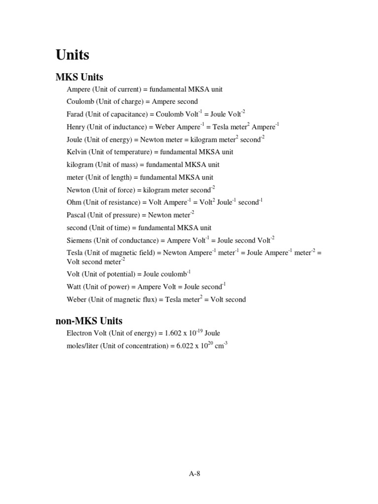 A Guide to Common MKS and Non-MKS Units of Measurement | PDF