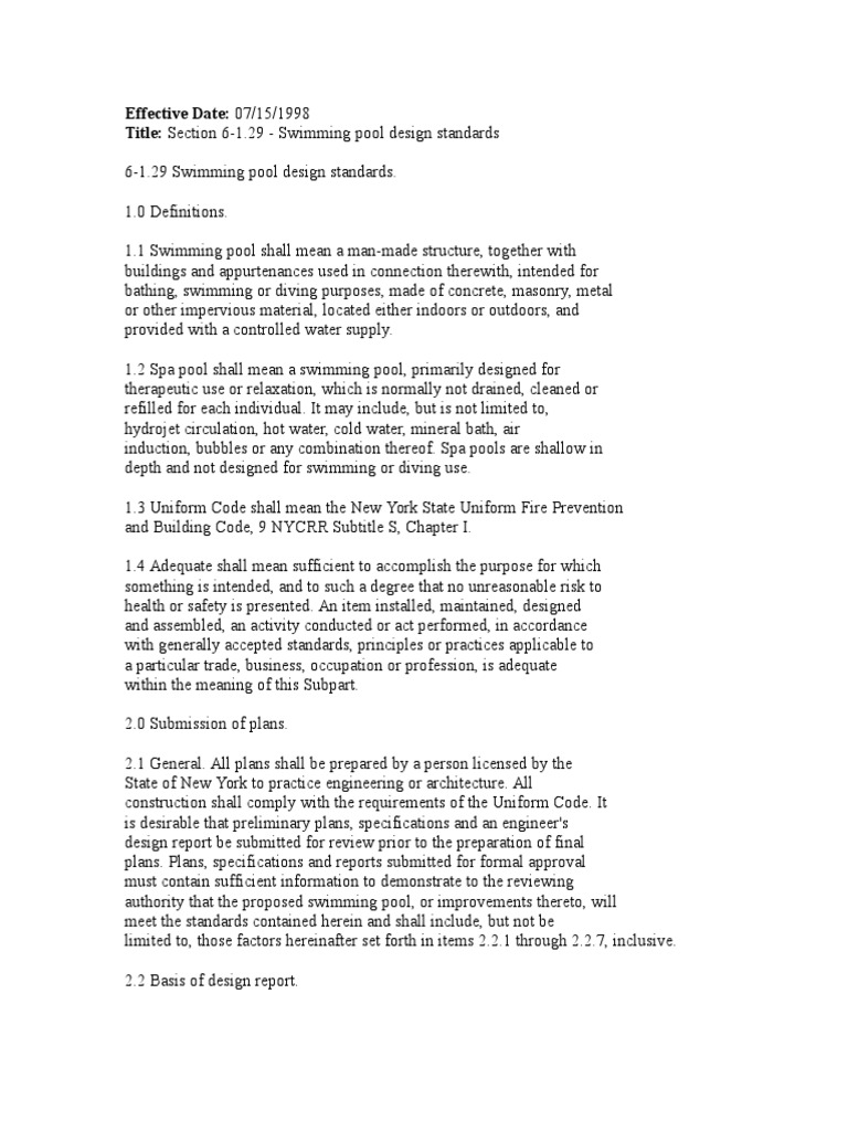 Swimming Pool Design Standards | PDF | Stairs | Filtration