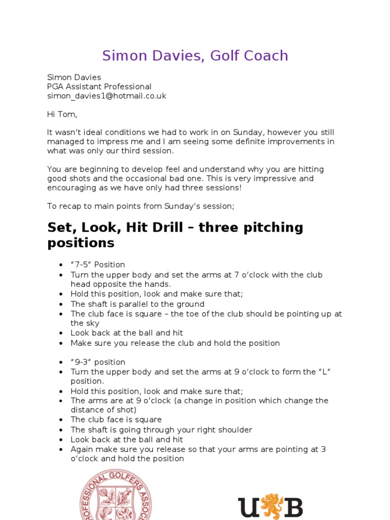 Lesson Three | PDF | Golf Stroke Mechanics | Team Sports