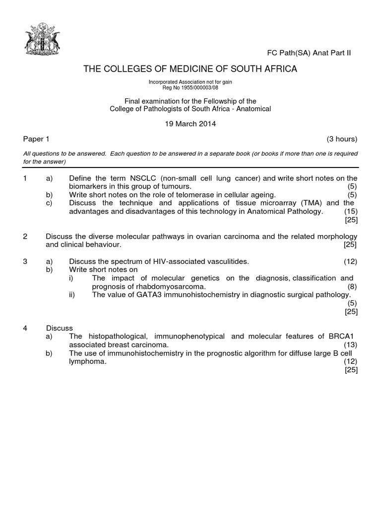 FC Path (SA) Anat Part II Past Papers - 2014 1st Semester 7-7-2014 ...