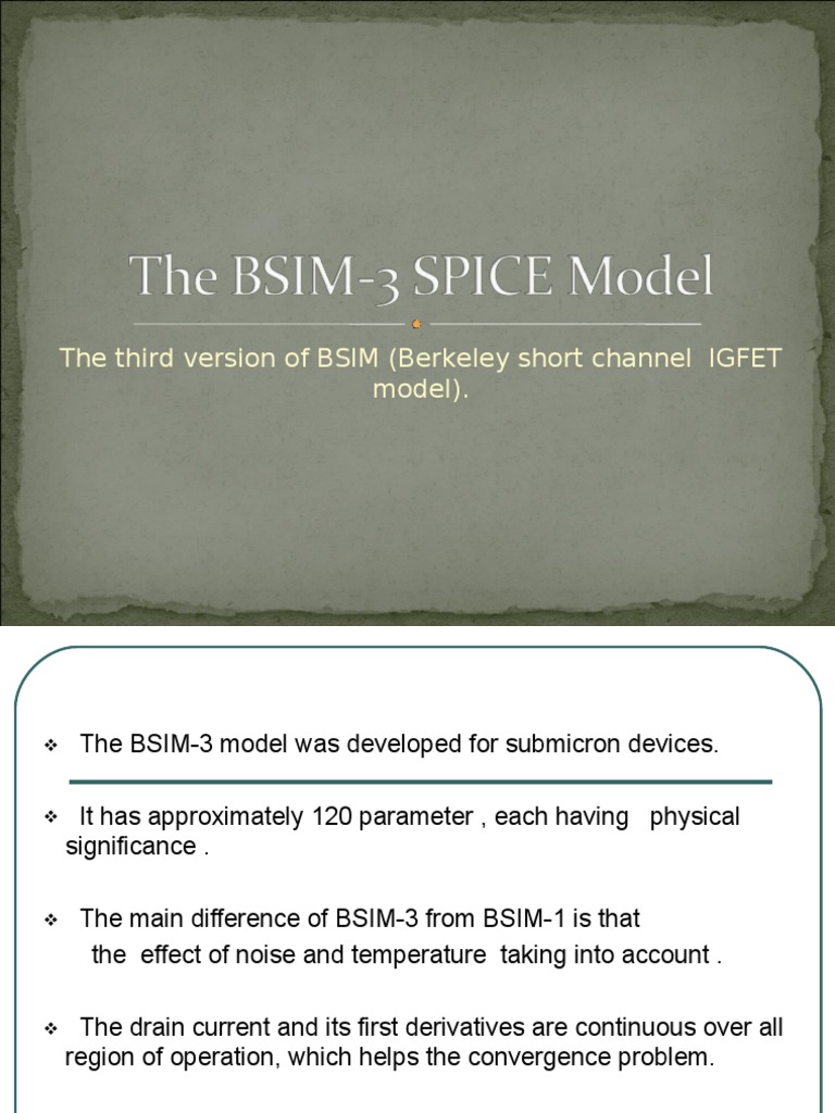 The Third Version of BSIM (Berkeley Short Channel IGFET Model) | PDF