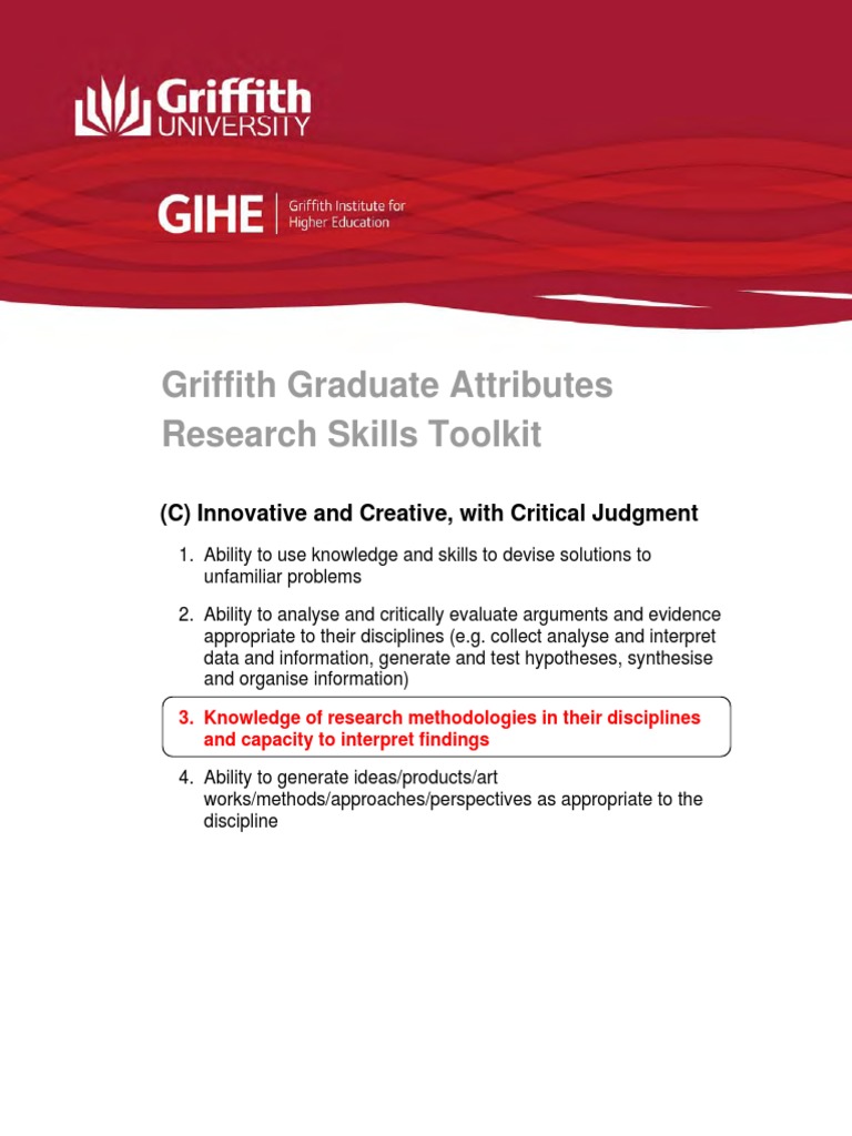 Griffith Graduate Attributes Research Skills Toolkit: (C) Innovative ...
