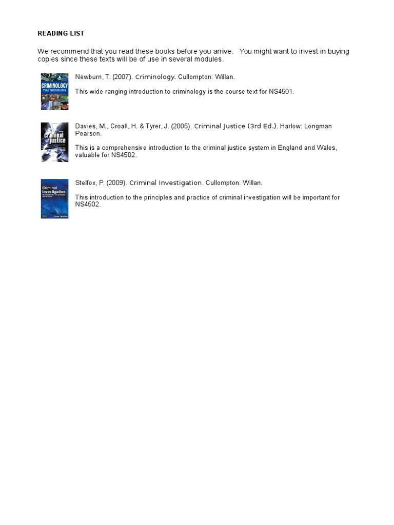 Criminology & Justice Reading List | PDF