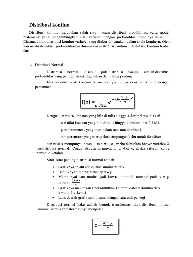 Variabel Acak Kontinu | PDF
