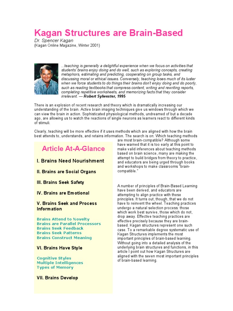 Kagan Structures Are Brain-Based | PDF | Memory | Brain