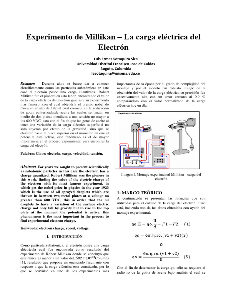 Experimento de Millikan | Electrón | Medición