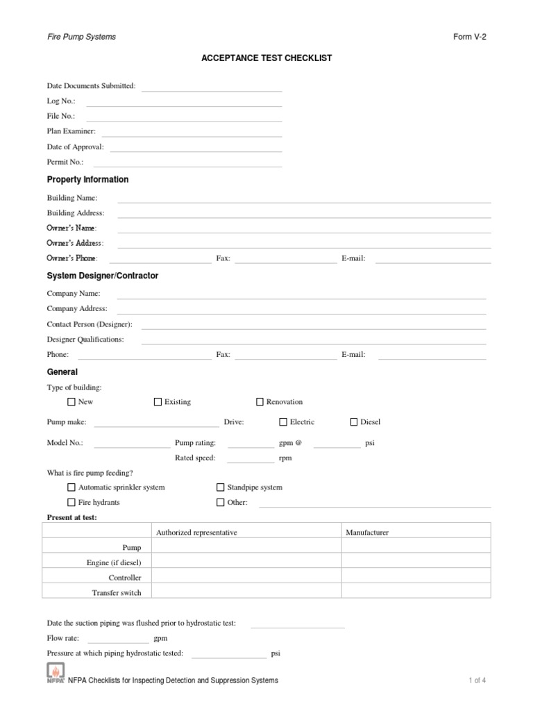NFPA Checklist | PDF | Pump | Flow Measurement