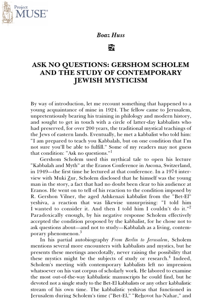 Boaz Huss, Ask No Questions | PDF | Kabbalah | Zohar