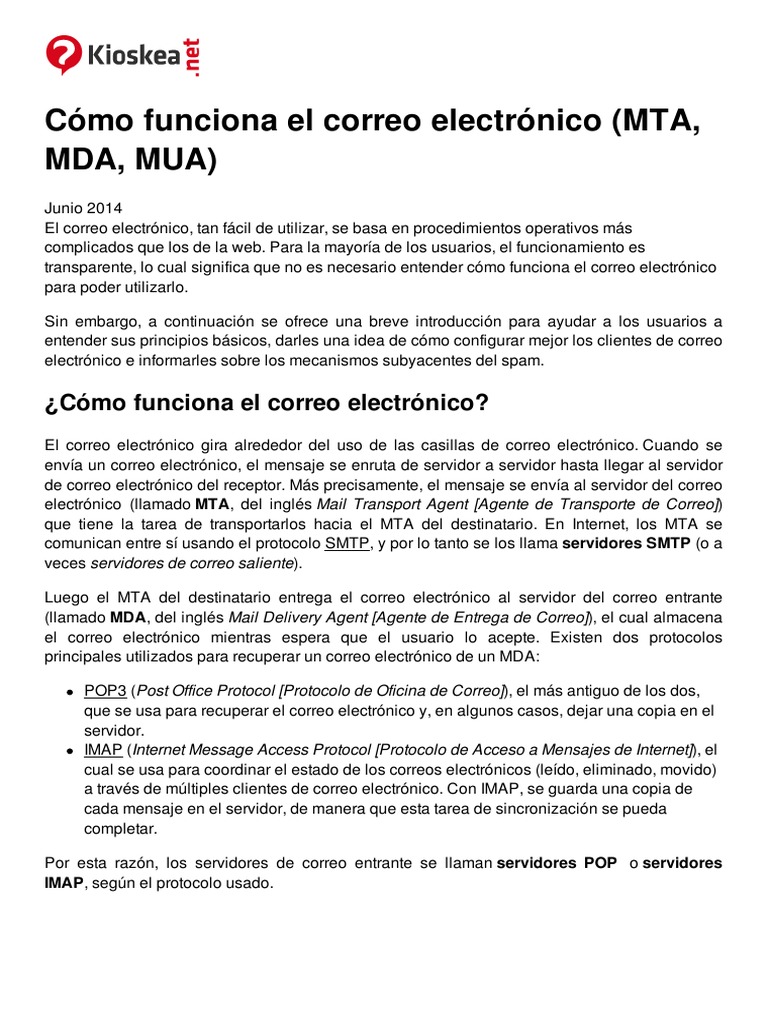 Como Funciona El Correo Electronico Mta Mda Mua 115 K8u3gl | PDF ...