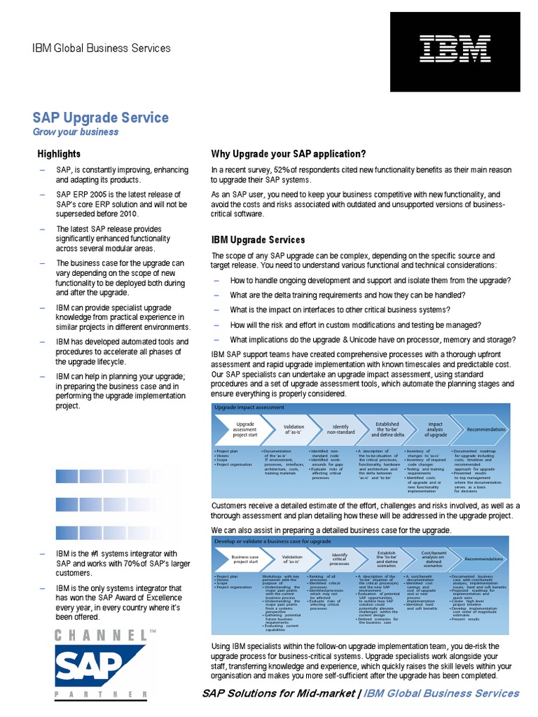 SAP Upgrade Service: IBM Global Business Services | PDF | Sap Se | Business Process