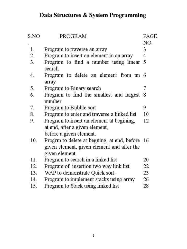 Data Structures & System Programming Lab File | Download Free PDF ...