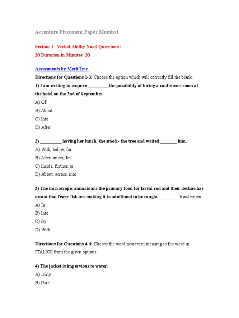 Accenture Placement Paper Mumbai | PDF | Microprocessor | Integrated ...