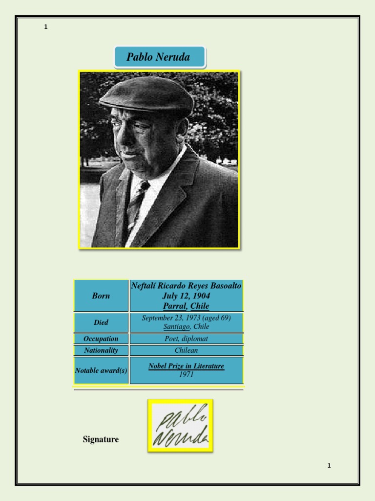 Pablo Neruda Wring Analysis, Summary of Neruda Writing | PDF | Unrest ...