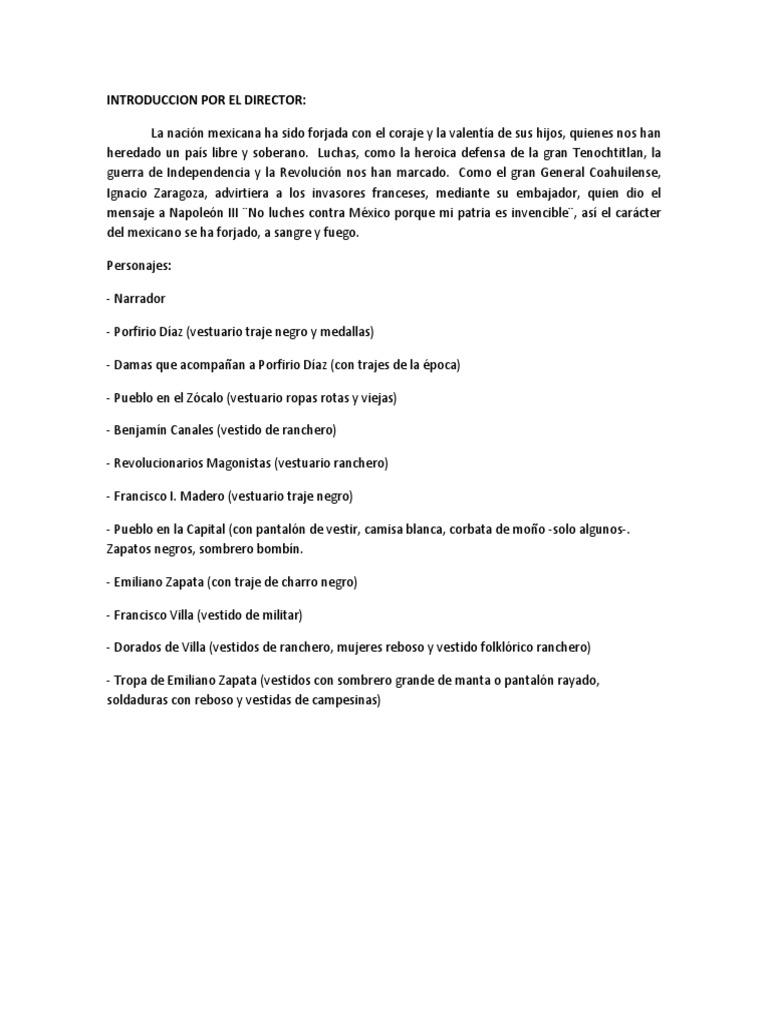 Guion de La Revolución | PDF | México | Ropa