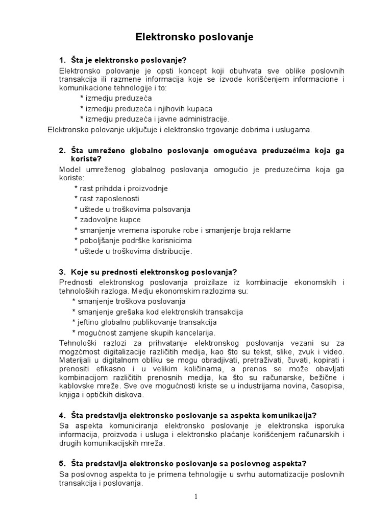 Elektronsko Poslovanje | PDF