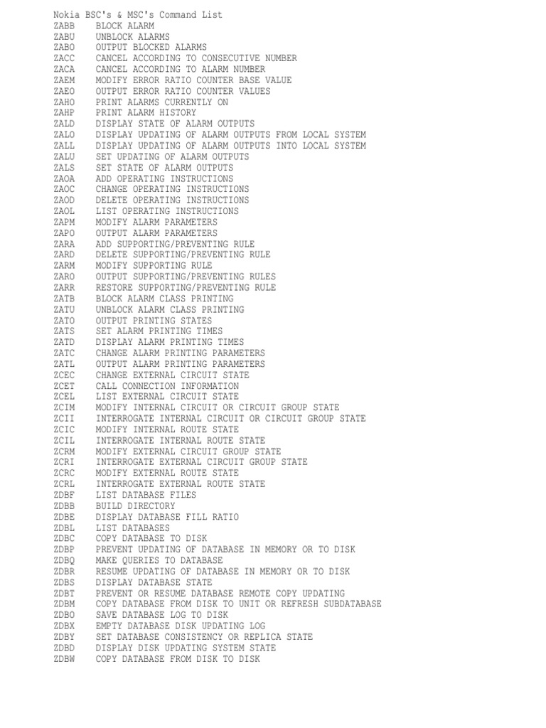 Nokia MML Command List | PDF | Osi Model | Communications Protocols