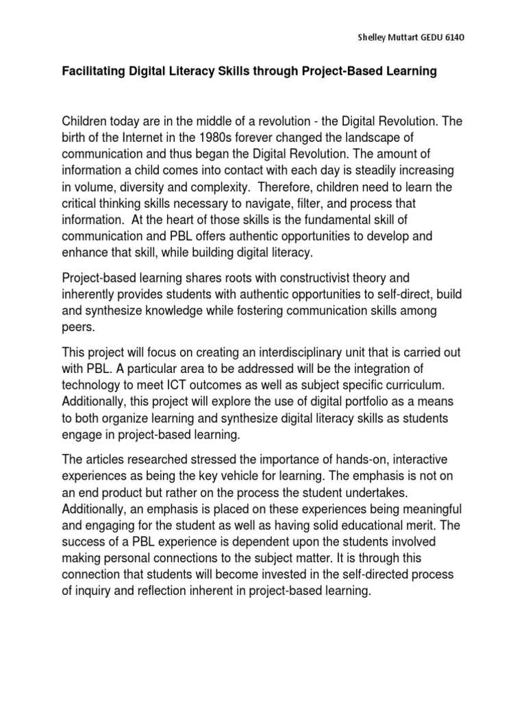 Facilitating Digital Literacy Skills Through PBL Overview | PDF ...