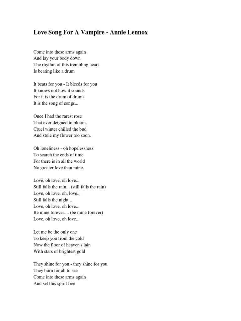 Annie Lennox Vampire Love Song | PDF