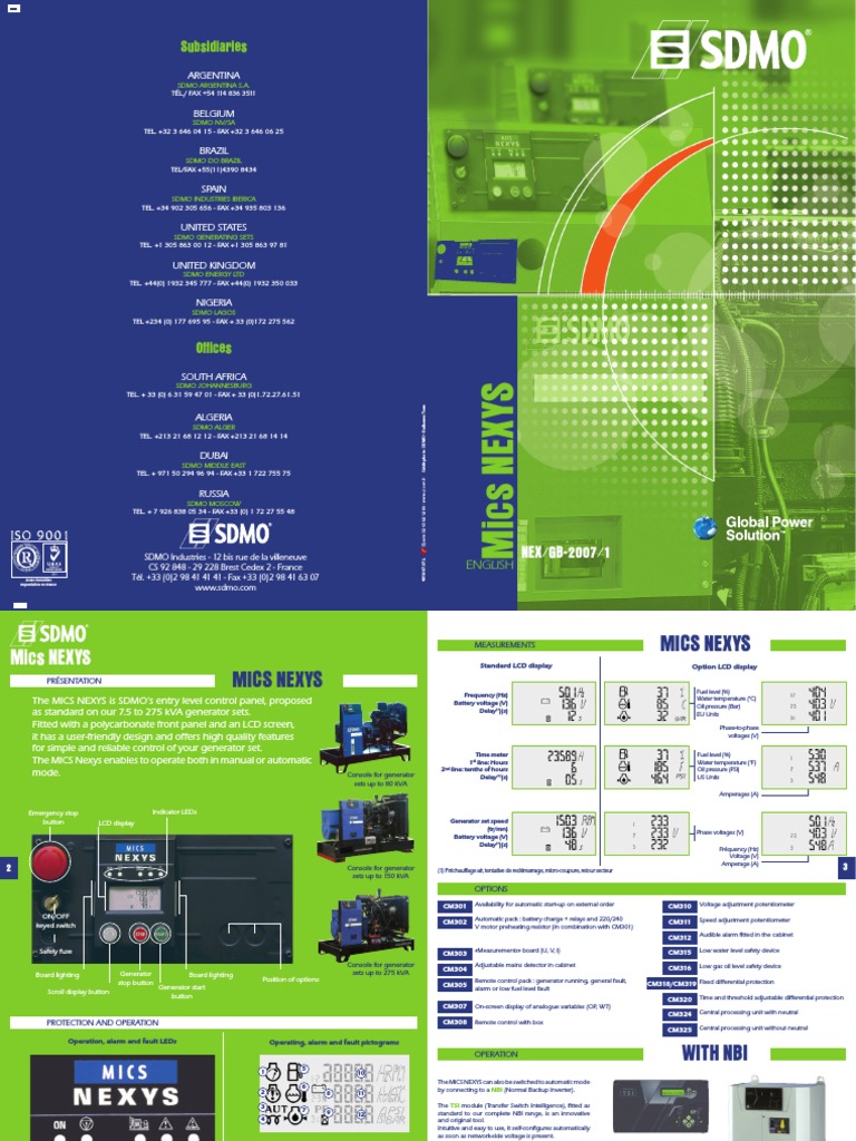 Sdmo Mics Nexys Control Panel Catalog | Switch | Electric Generator