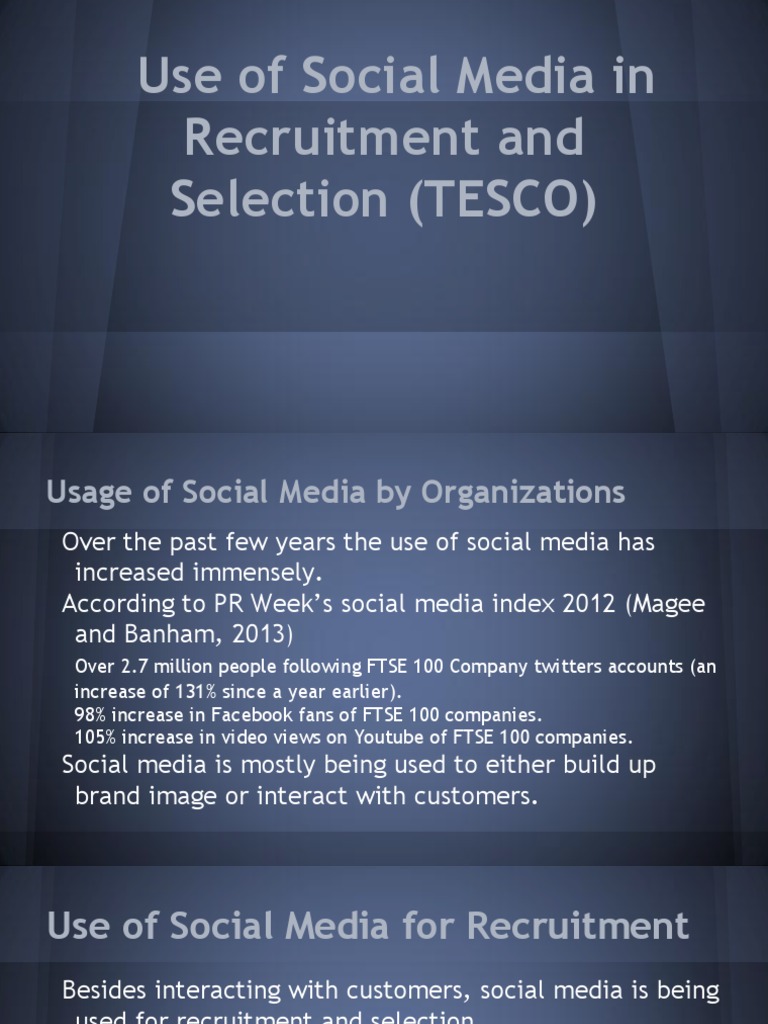 Tesco's Social Media Recruitment Strategy | PDF | Social Media ...