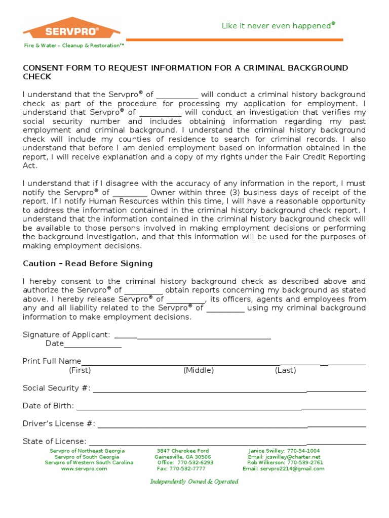 Background Consent Form | Download Free PDF | Background Check ...