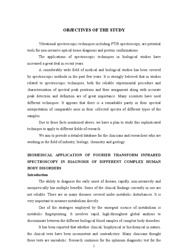 Objectives of The Study | PDF | Infrared Spectroscopy | Absorption ...